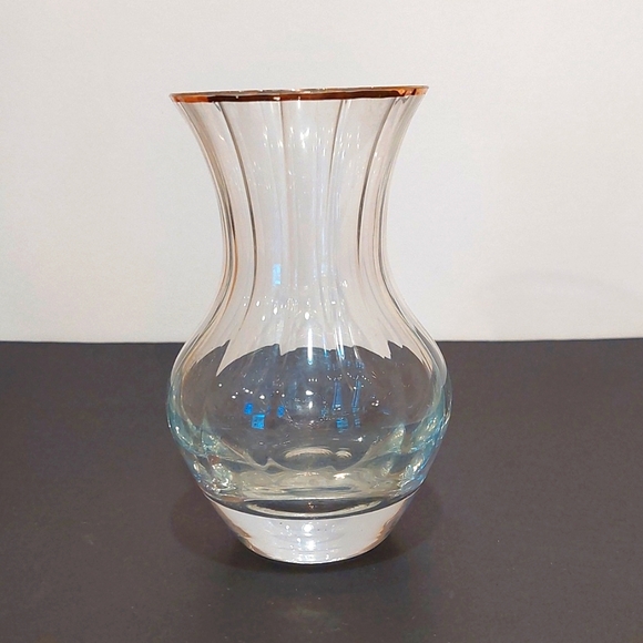 Accents | Vintage Crystal Ribbed And Gold Edged Bud Vase | Poshmark